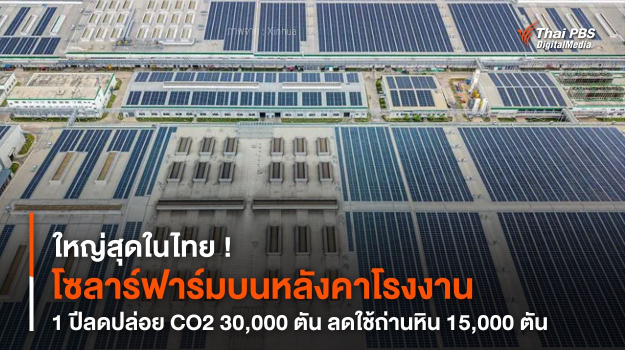 ใหญ่สุดในไทย ! “โซลาร์ฟาร์มบนหลังคาโรงงาน” 1 ปีลดปล่อย CO2 30,000 ตัน | Thai PBS NOW