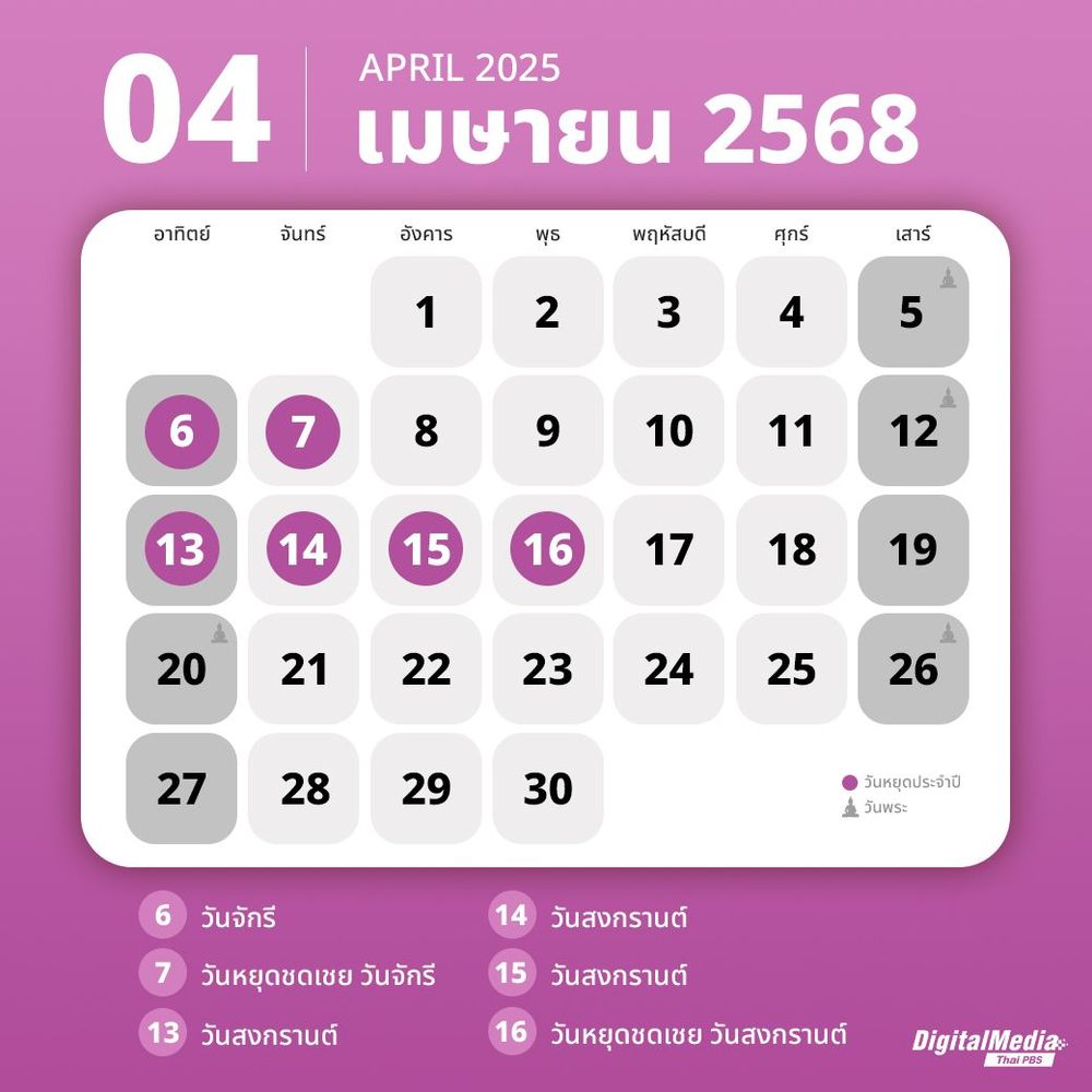 เช็กปฏิทินวันหยุด 2568 | Thai PBS NOW